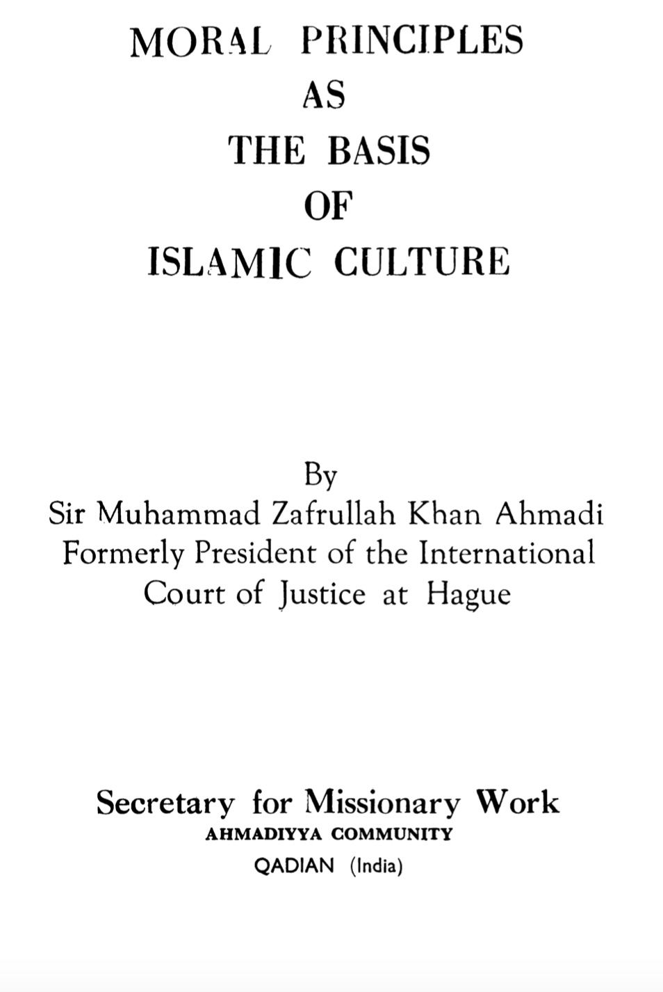 Moral Principles as the Basis of Islamic Culture